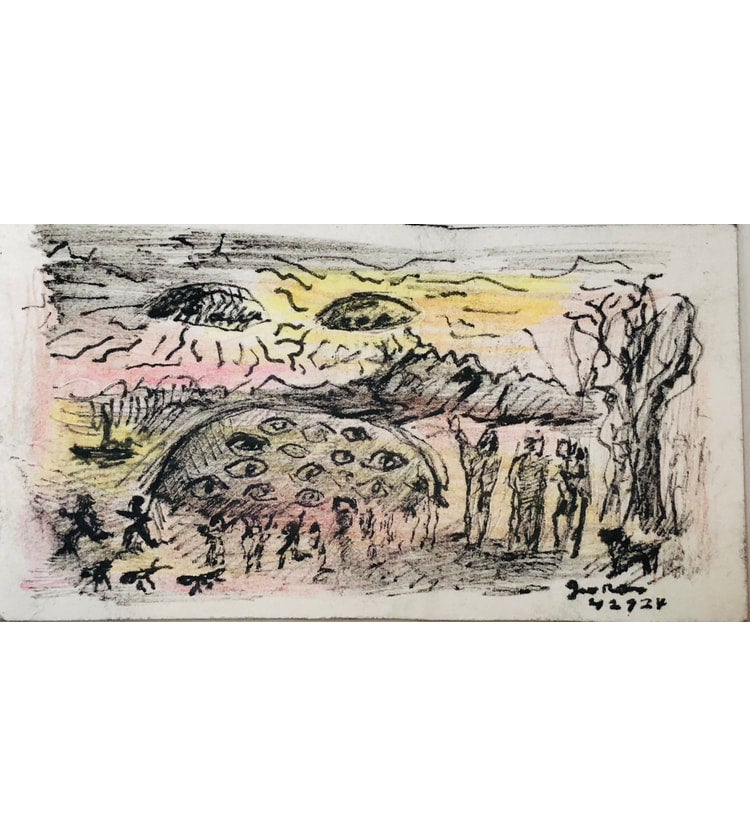 2024 Alien Ink Drawing by Joe Reno | Meloy Gallery